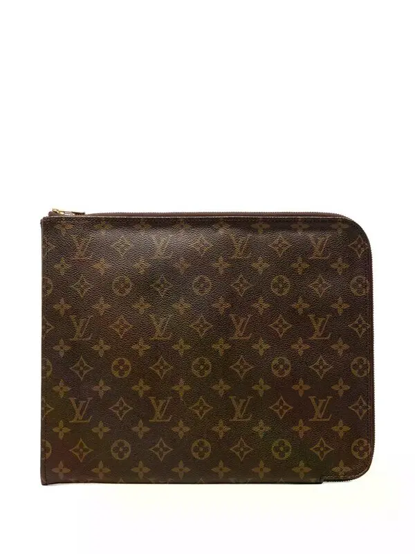 LOUIS VUITTON 1990 Monogram Poche Documents Portfolio 30 Clutch - Brown