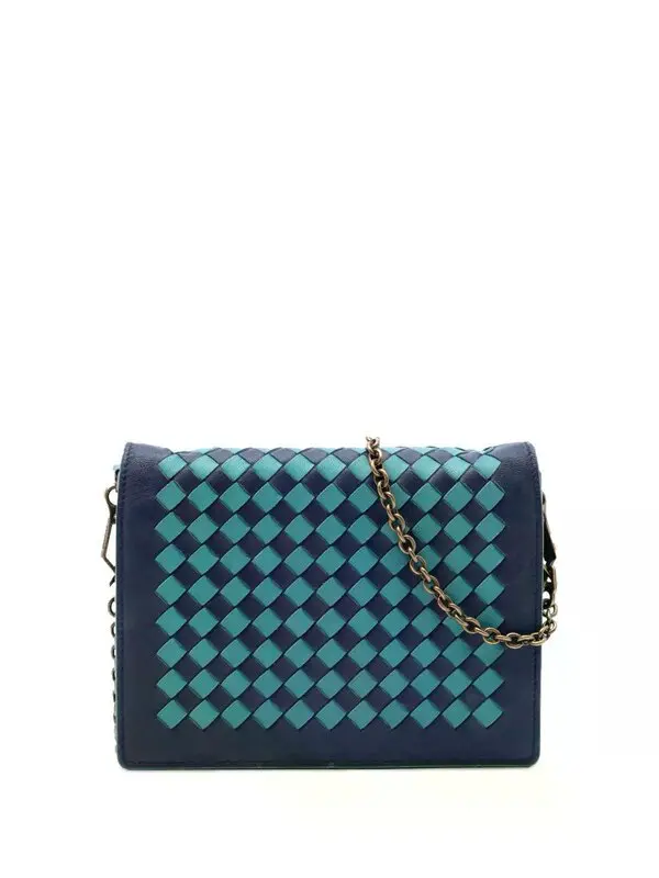 Bottega Veneta 2012-2026 Nappa Intrecciato Wallet On Chain - Blue