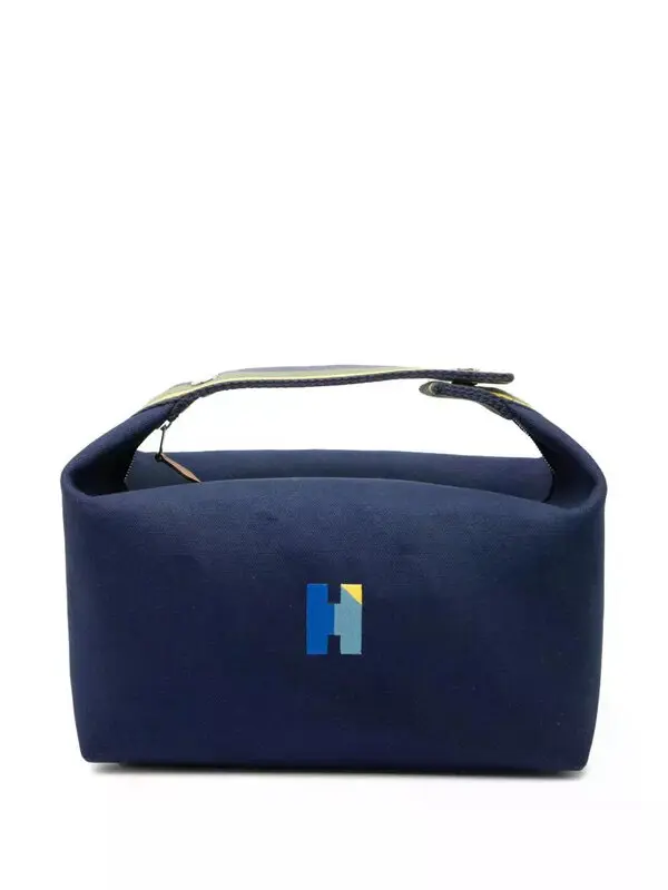 Hermès Large Toile Bride A Brac H Pavillon Case Vanity Bag - Blue
