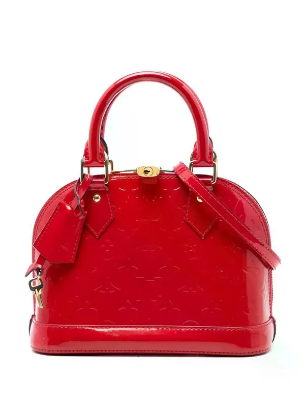 LOUIS VUITTON 2014 Monogram Vernis Alma Bb Satchel - Red