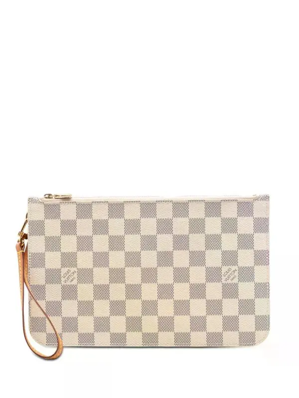 LOUIS VUITTON 2018 Damier Azur Neverfull Mm Pouch - White