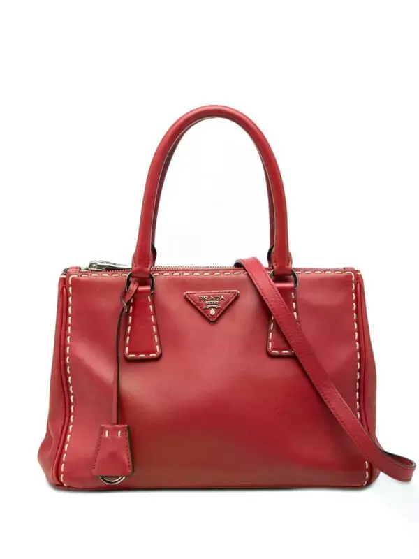 Prada Galleria Double Zip Satchel - Red