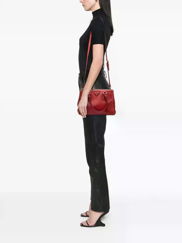 Prada Galleria Double Zip Satchel - Red