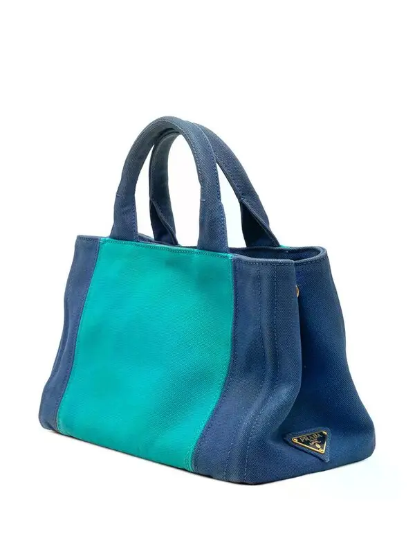 Prada Small Bicolor Canvas Canapa Logo Satchel
