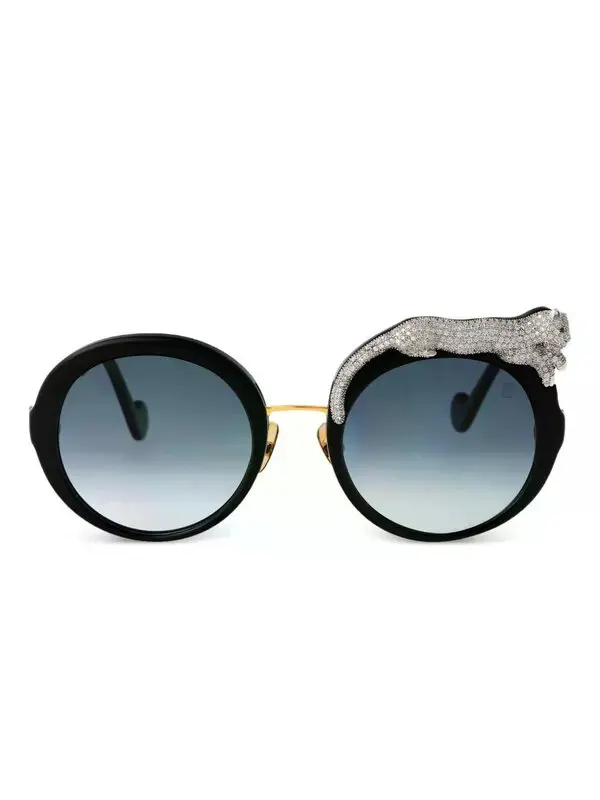 Anna-Karin Karlsson Crystal-embellished Round Sunglasses - Black
