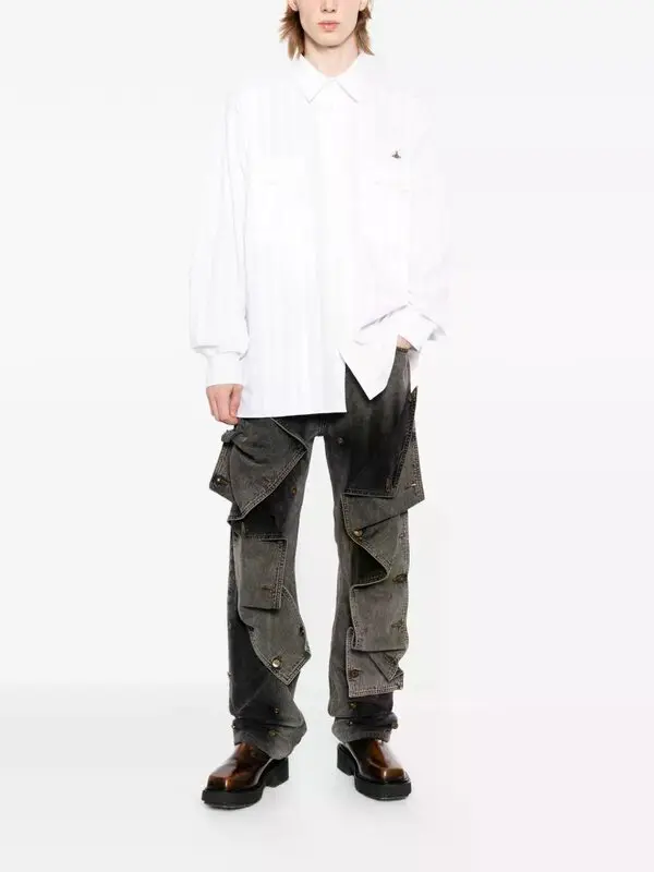VIVIENNE WESTWOOD Orb-embroidered Striped Shirt