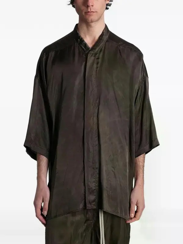 Rick Owens Jumbo Faun Mandarin-collar Wide-sleeve Shirt - Grey