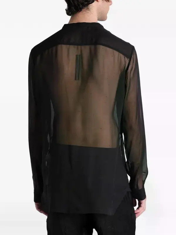 Rick Owens Larry Fogpocket Sheer-finish V-neck Silk Shirt - Black