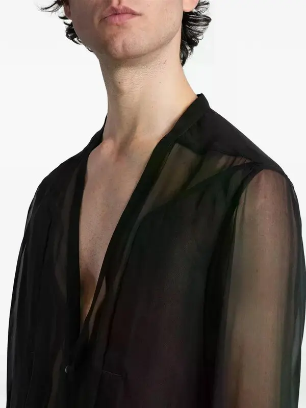 Rick Owens Larry Fogpocket Sheer-finish V-neck Silk Shirt - Black