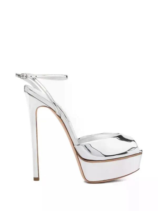 Casadei Platform Peep-toe Heeled Sandals - Silver