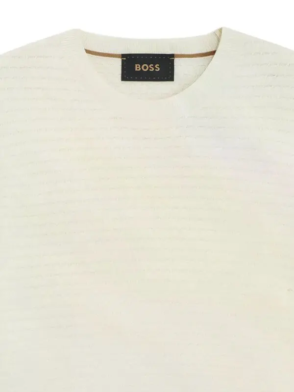 BOSS Silk-cotton Sweater With Micro-check Structure