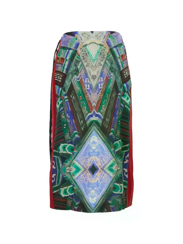 HUI MILANO Tiziano Printed Midi Skirt - Green