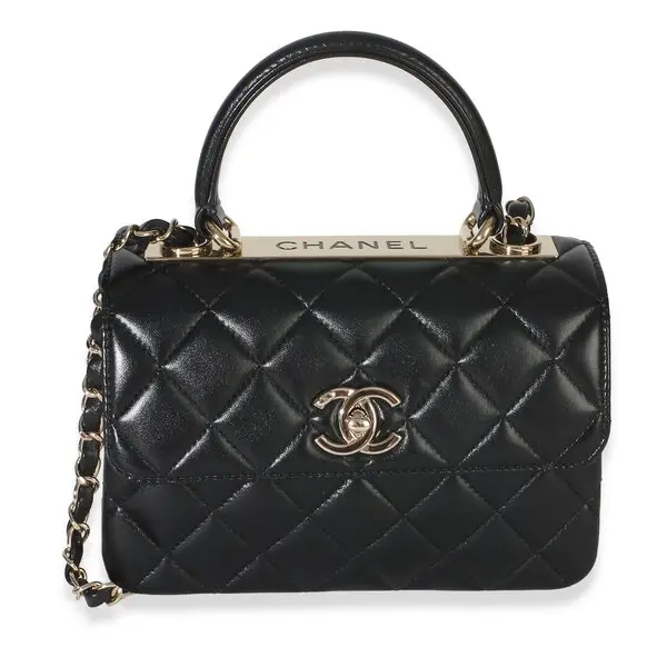 Chanel Quilted Lambskin Trendy Cc Top Handle - Black