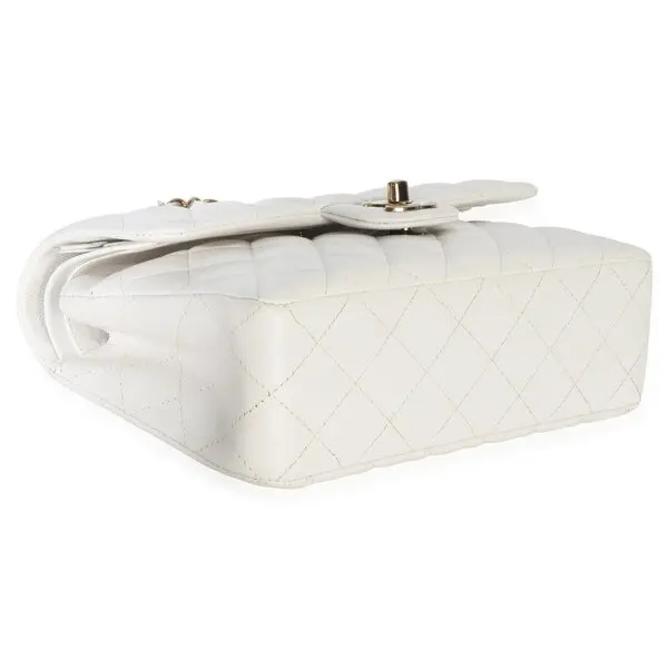 Chanel Quilted Caviar Classic Double Flap Bag - White
