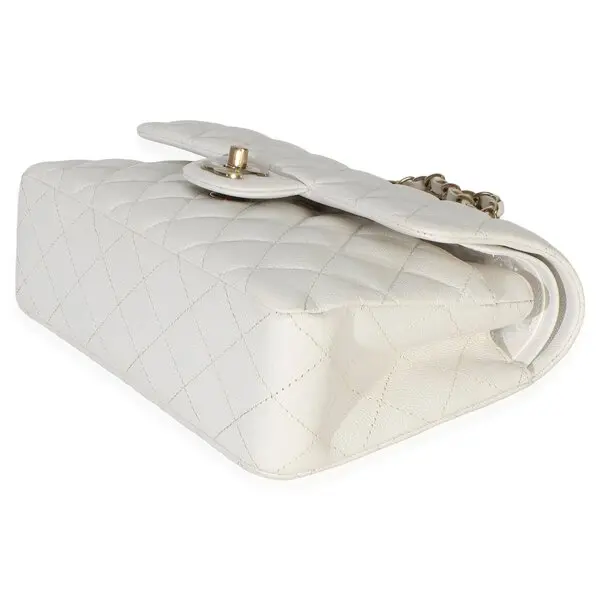 Chanel Quilted Caviar Classic Double Flap Bag - White