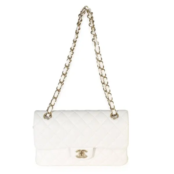 Chanel Quilted Caviar Classic Double Flap Bag - White