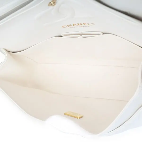 Chanel Quilted Caviar Classic Double Flap Bag - White
