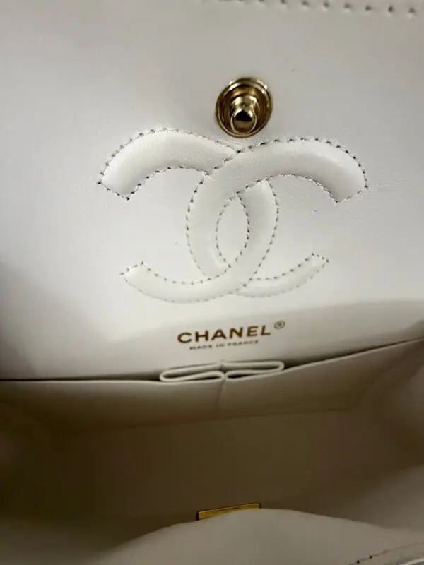 Chanel Quilted Caviar Classic Double Flap Bag - White
