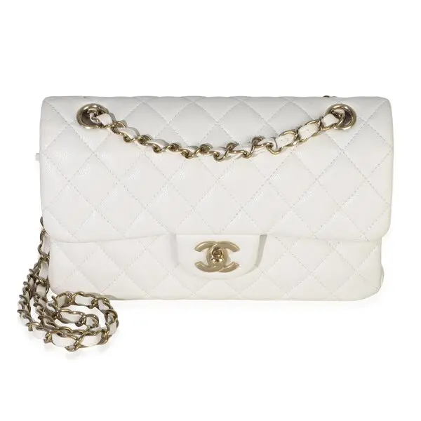 Chanel Quilted Caviar Classic Double Flap Bag - White