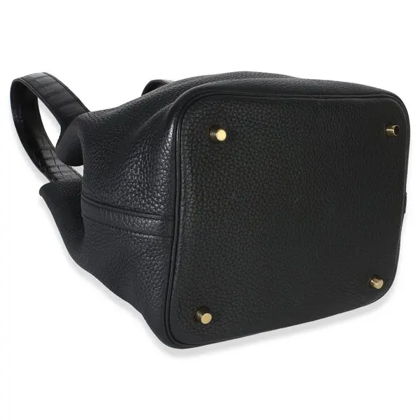 Hermès Clemence Matte Alligator Touch Picotin Lock 22 Phw - Black
