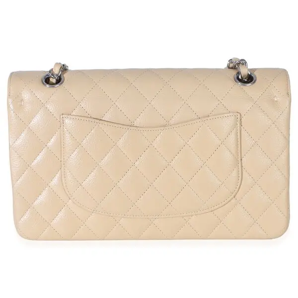 Chanel Quilted Caviar Double Flap Bag - Beige