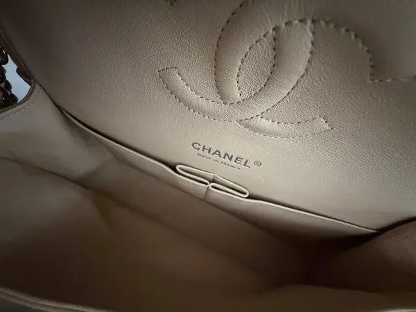 Chanel Quilted Caviar Double Flap Bag - Beige