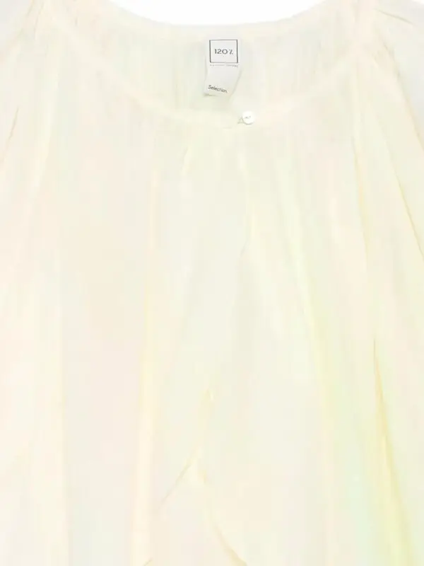 120% Lino Pleated Layered Blouse - Neutrals