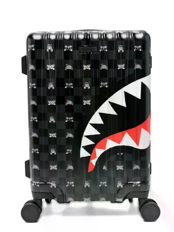 SPRAYGROUND Checkerboard Shark Mouth Suitcase - Black
