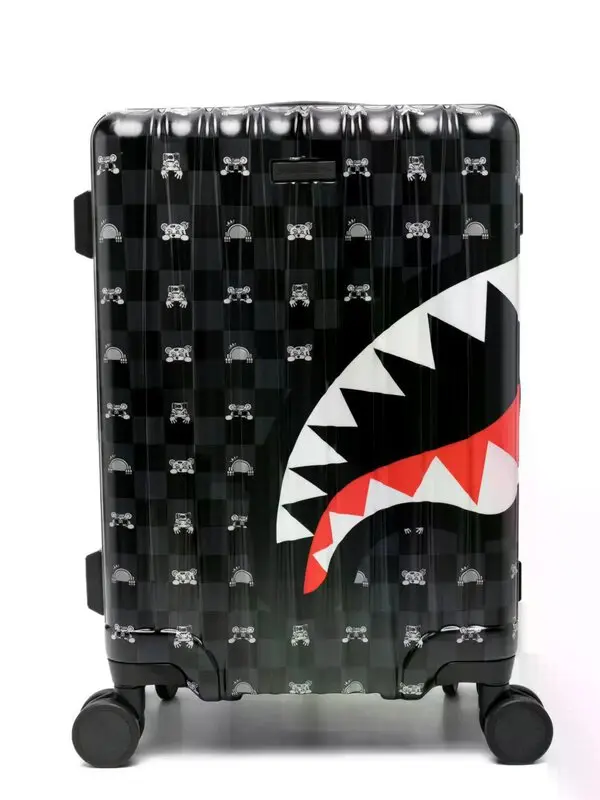 SPRAYGROUND Checkerboard Shark Mouth Suitcase - Black