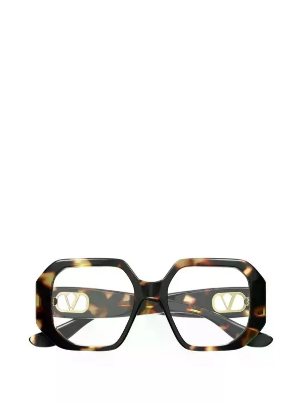 Valentino Garavani Vlogo Signature Geometric-frame Eyeglasses - Brown