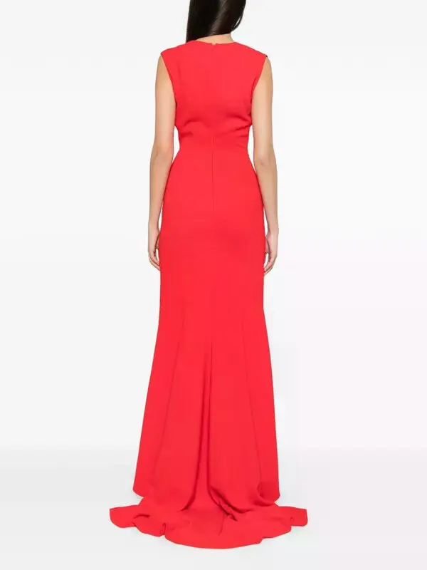 Solace London Althea Plunging V-neck Maxi Dress - Red