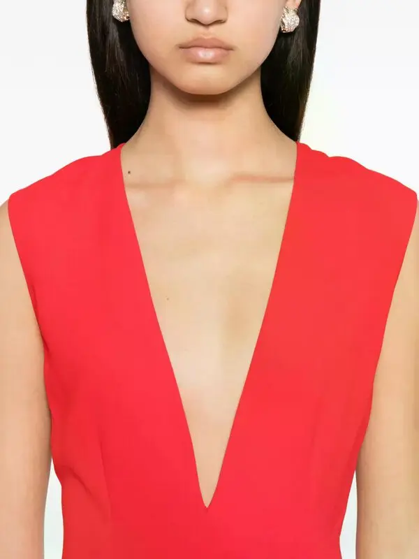 Solace London Althea Plunging V-neck Maxi Dress - Red