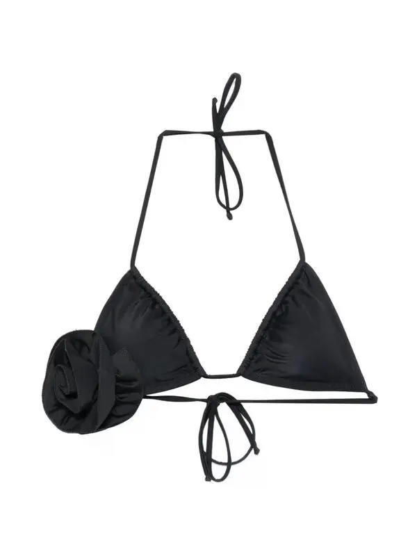 Moschino Floral-appliqué Triangle Bikini Top - Black