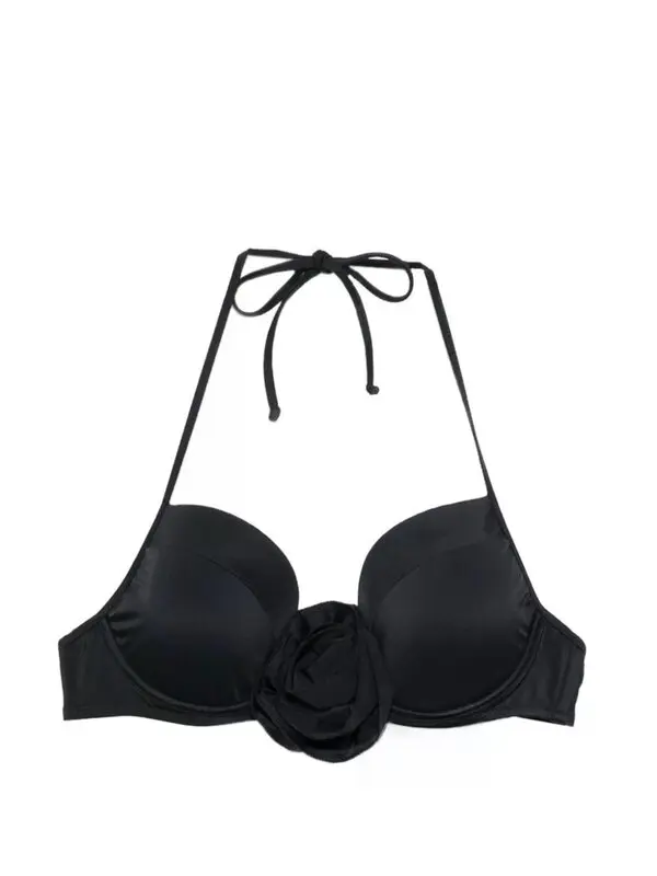 Moschino Floral-appliqué Halterneck Bikini Top - Black