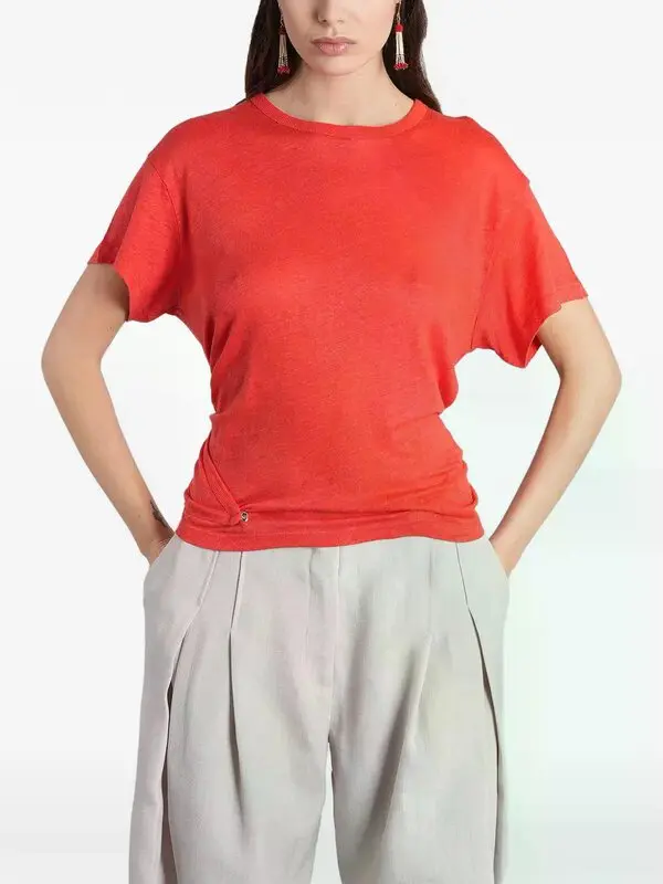 IRO PARIS Sorenza Twist-detail Linen T-shirt - Red