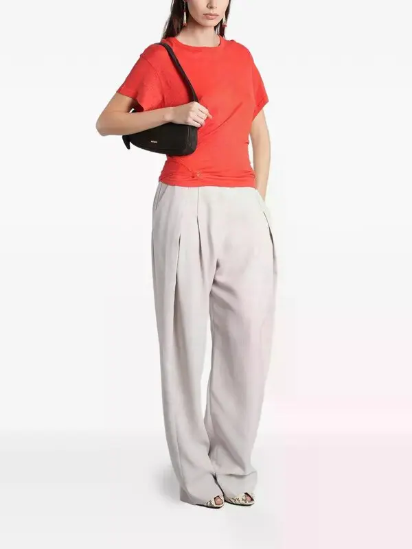 IRO PARIS Sorenza Twist-detail Linen T-shirt - Red