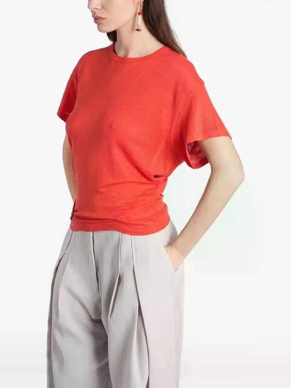 IRO PARIS Sorenza Twist-detail Linen T-shirt - Red