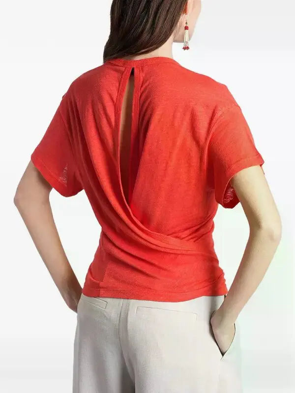 IRO PARIS Sorenza Twist-detail Linen T-shirt - Red