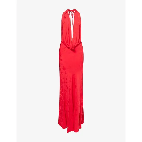 RAT AND BOA Alita Backless Satin Maxi Dress - Red