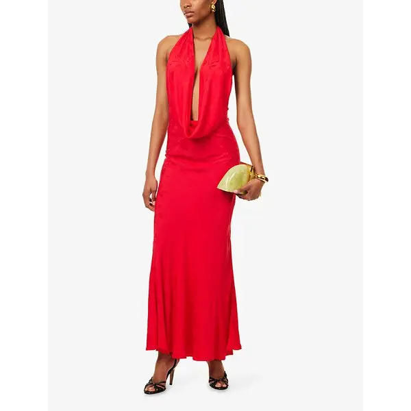 RAT AND BOA Alita Backless Satin Maxi Dress