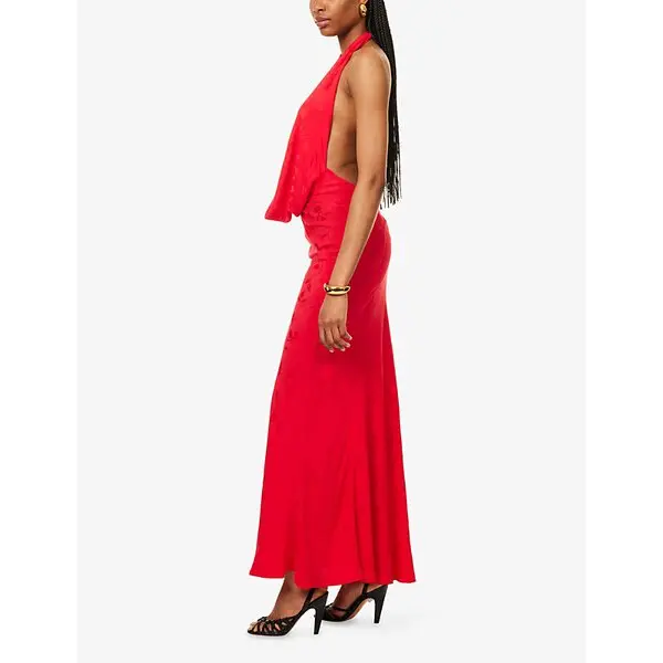 RAT AND BOA Alita Backless Satin Maxi Dress