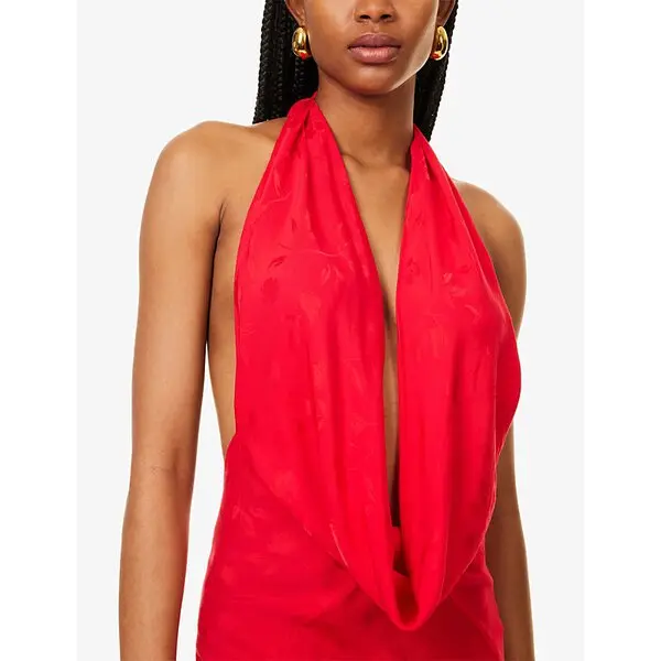 RAT AND BOA Alita Backless Satin Maxi Dress
