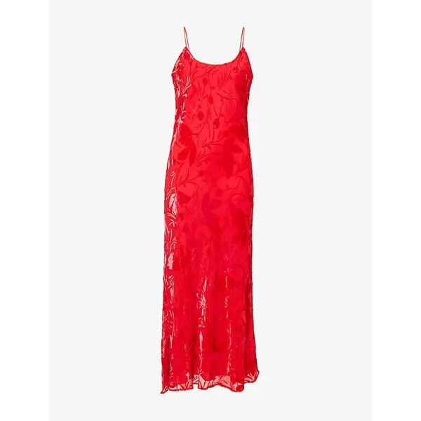 RAT AND BOA Evi Floral Woven Midi Dress - Red