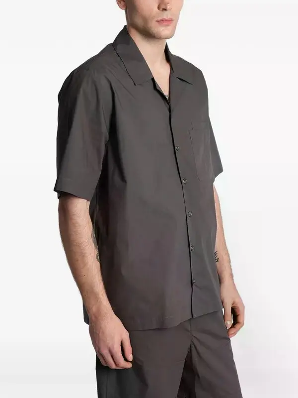 ROBERTO COLLINA Short-sleeved Camp-collar Cotton Shirt - Brown