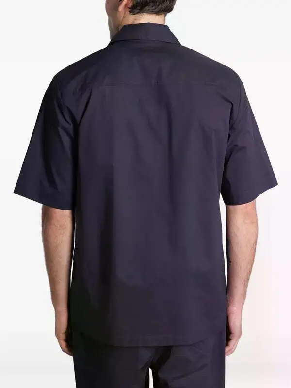 ROBERTO COLLINA Short-sleeve Chest-pocket Cotton Shirt - Blue