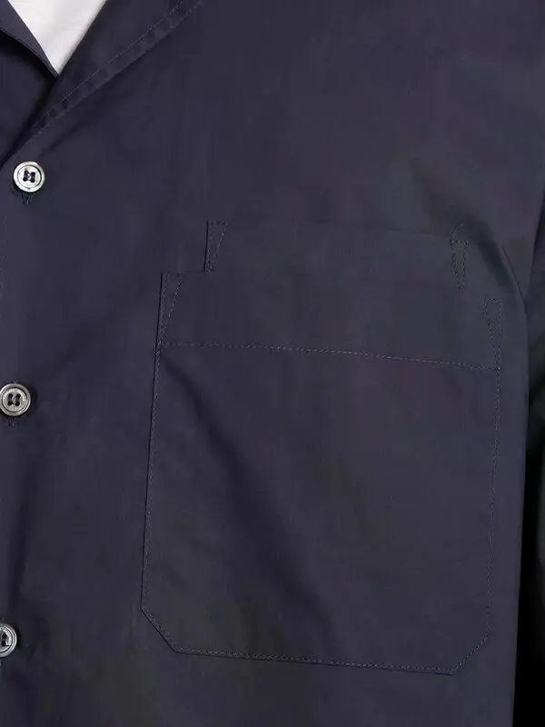 ROBERTO COLLINA Short-sleeve Chest-pocket Cotton Shirt - Blue
