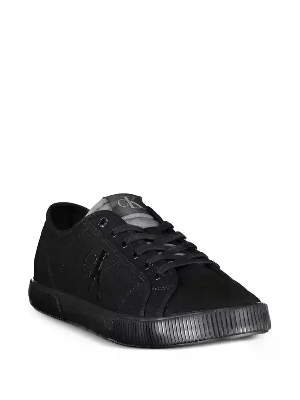 Calvin Klein Logo-patch Canvas Sneakers - Black