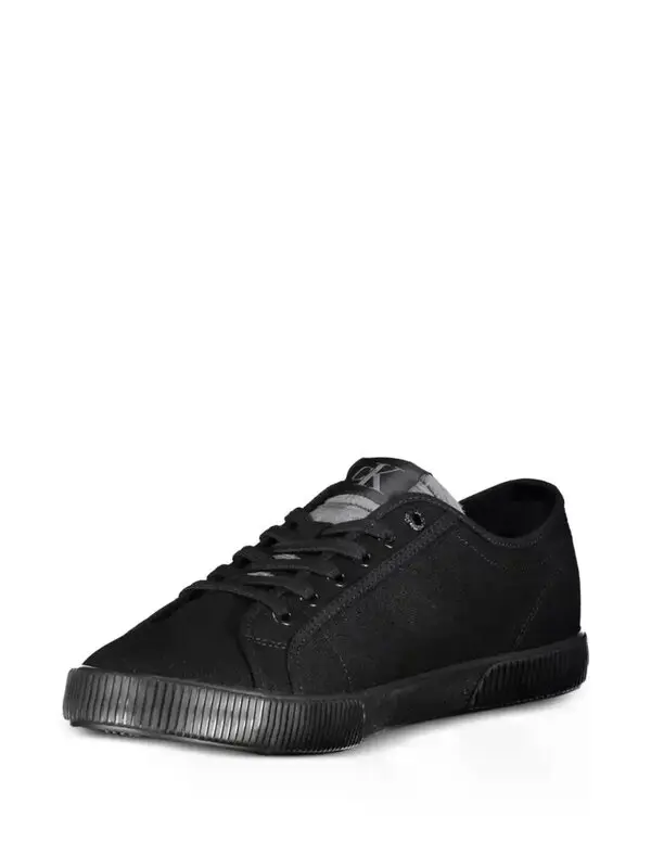 Calvin Klein Logo-patch Canvas Sneakers - Black