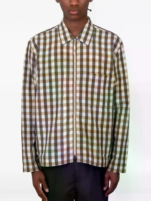 Universal Works Check-pattern Zip-up Shirt - Neutrals