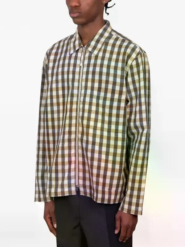 Universal Works Check-pattern Zip-up Shirt - Neutrals